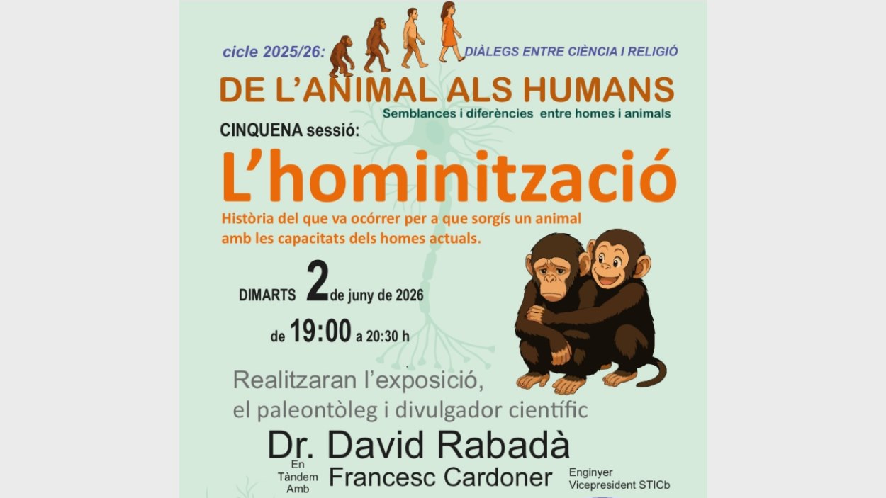 Diàlegs entre ciència i religió – cicle 2025/26: 'L'hominització ...